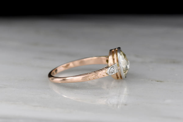 Antique Gilded Age 15K Gold Platinum Engagement Ring, Rose Cut Diamond ...