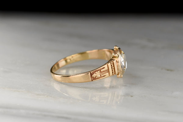 1800s Victorian Engagement Ring; Granulation and Patterned Shoulders ...