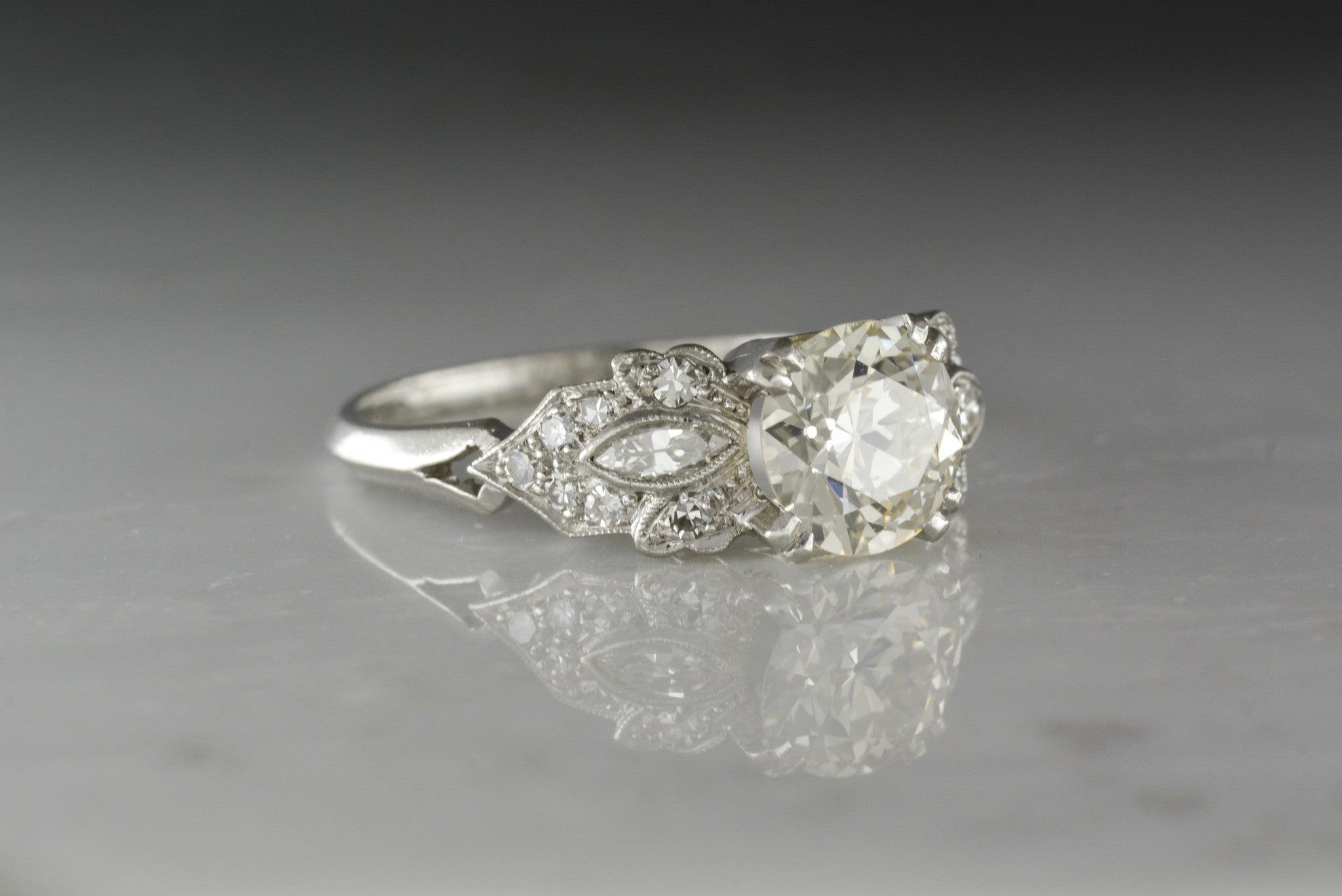 Antique c. 1920s Late Edwardian / Early Art Deco Engagement Ring with ...