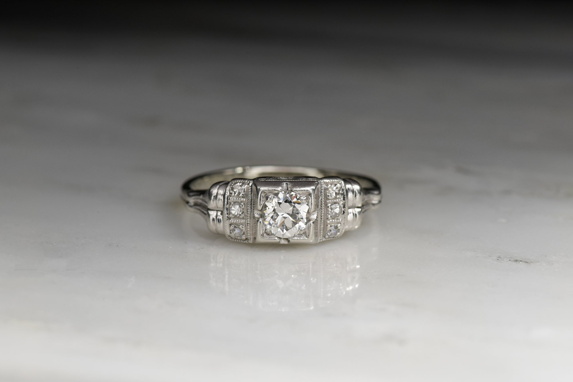Vintage Engagement Ring: WWII Art Deco/Retro Diamond Engagement Ring ...